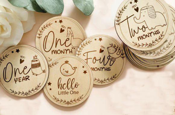 Cute Animal Baby Milestone discs or birth