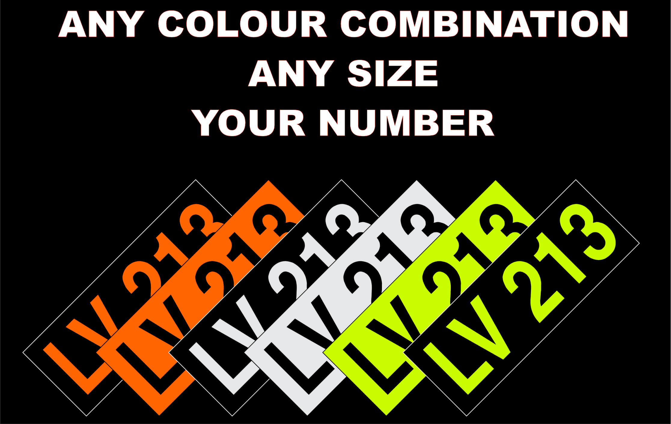 Hi Vis Light Vehicle Call Number ID (Set of 3 Stickers) 280 x 600mm ...