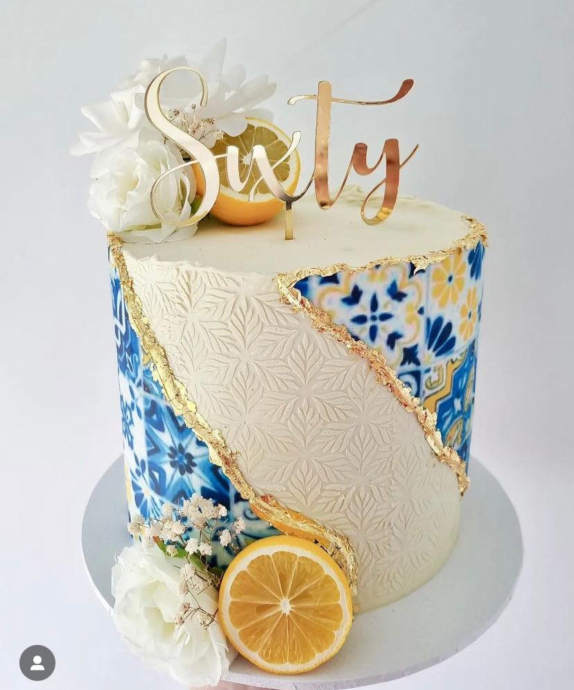 Sixty Script Birthday Cake topper – Warwick Screenprinting and Embroidery